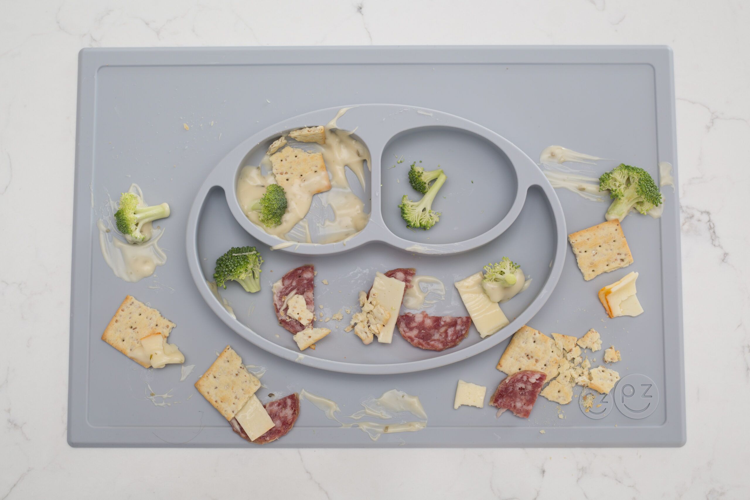 EZPZ Happy Mat Silicone Feeding Mat - Pewter - Widgey Pillow